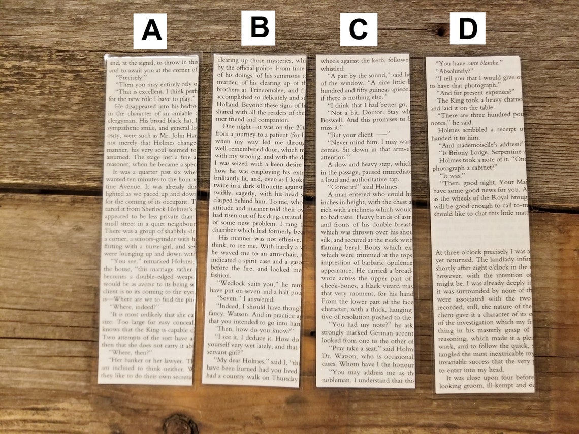 Sherlock Holmes Book Page Bookmarks Real Book Page Bookmarks | Etsy