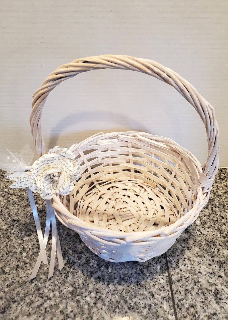 Book Page Flower Basket Flower Girl Basket Book Theme - Etsy