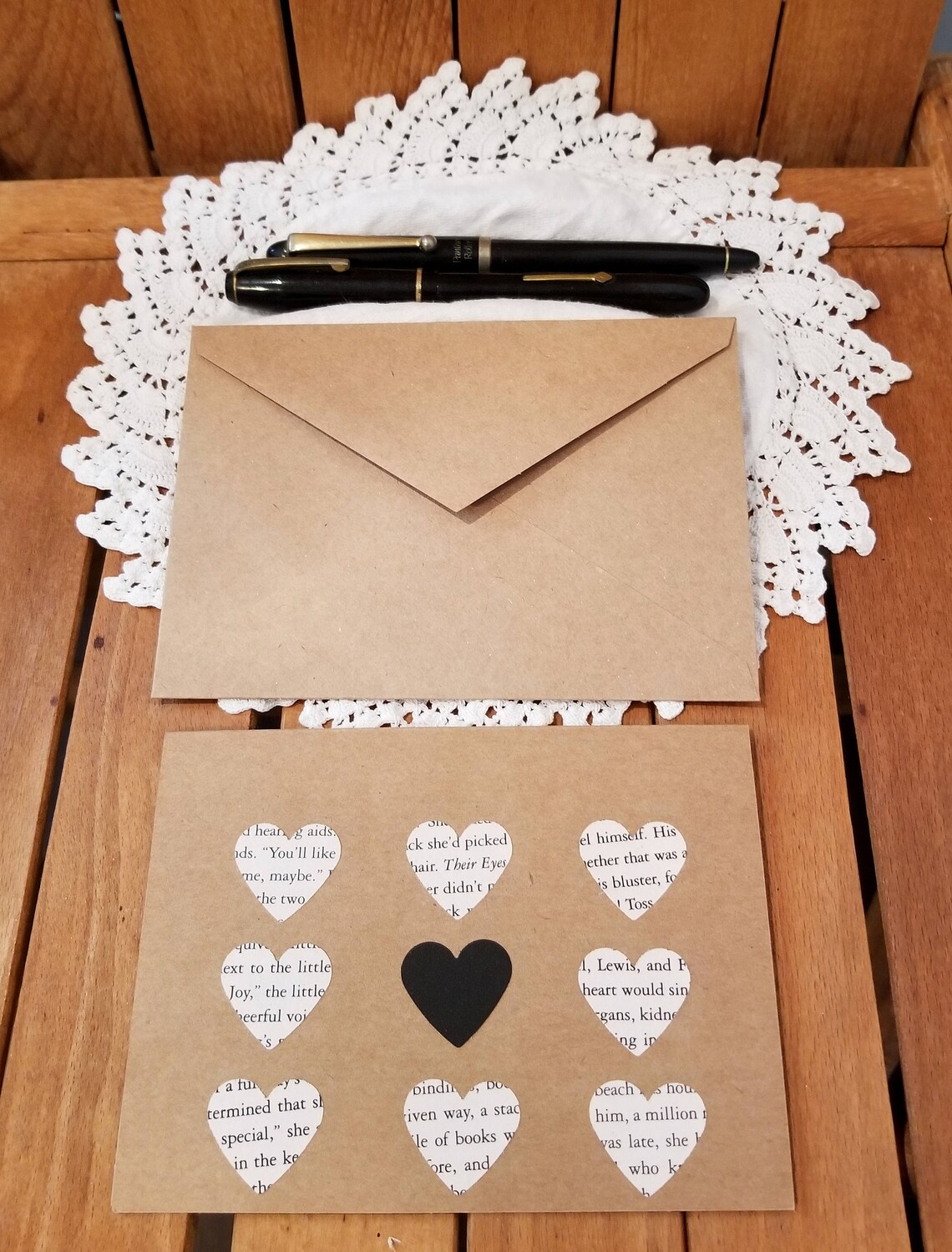 Book Page Heart Note Cards, Blank Note Cards, Heart Note Cards, Book ...