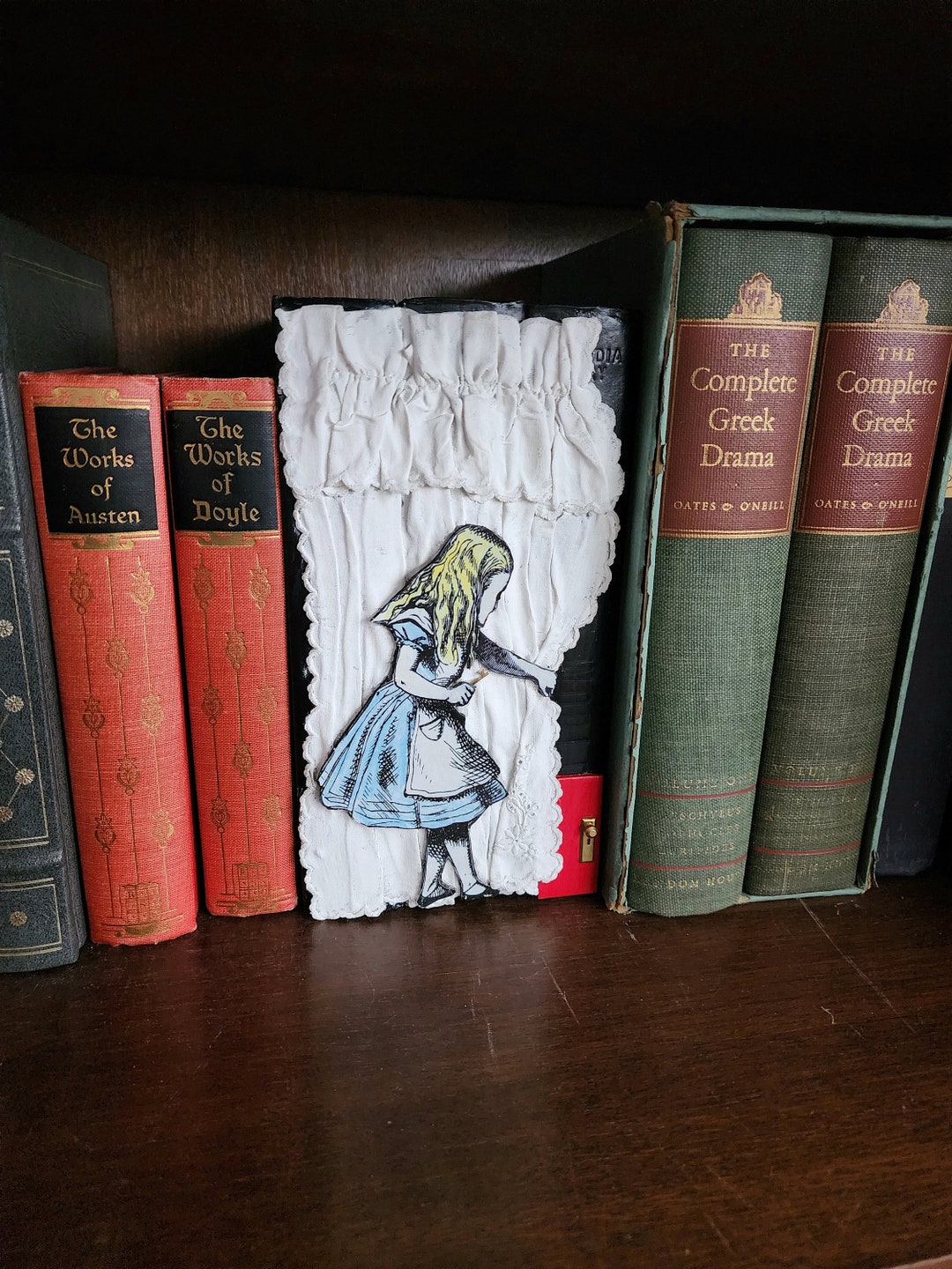 Alice in Wonderland Theme Book Nook Door, Book Art, Bookshelf Insert ...