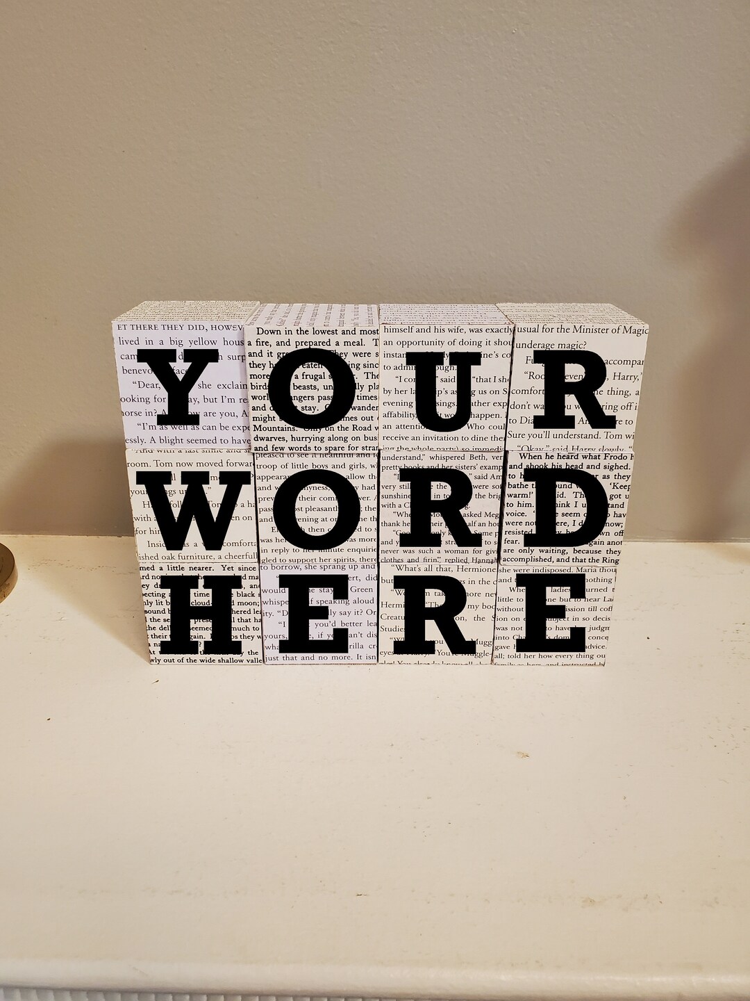 Custom Book Page Blocks, Bookish Decor, Bookshelf Decor, Custom Words ...