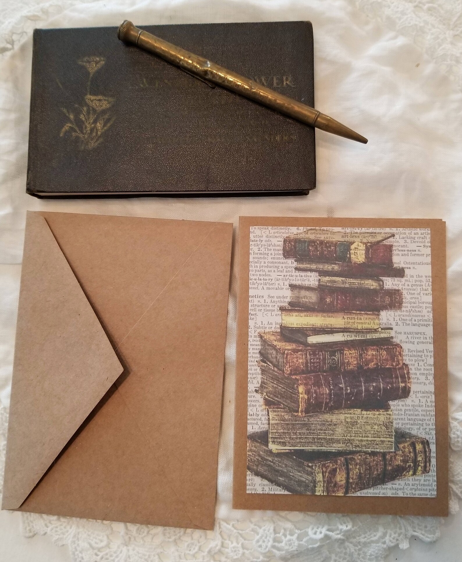 Book Stack Note cards Blank Note cards Set of Four Note - Etsy.de