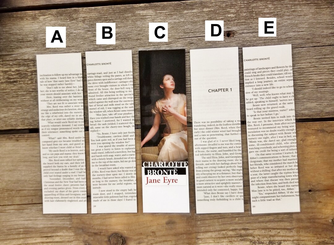 Jane Eyre Book Page Bookmarks, Real Book Page Bookmarks, Charlotte ...