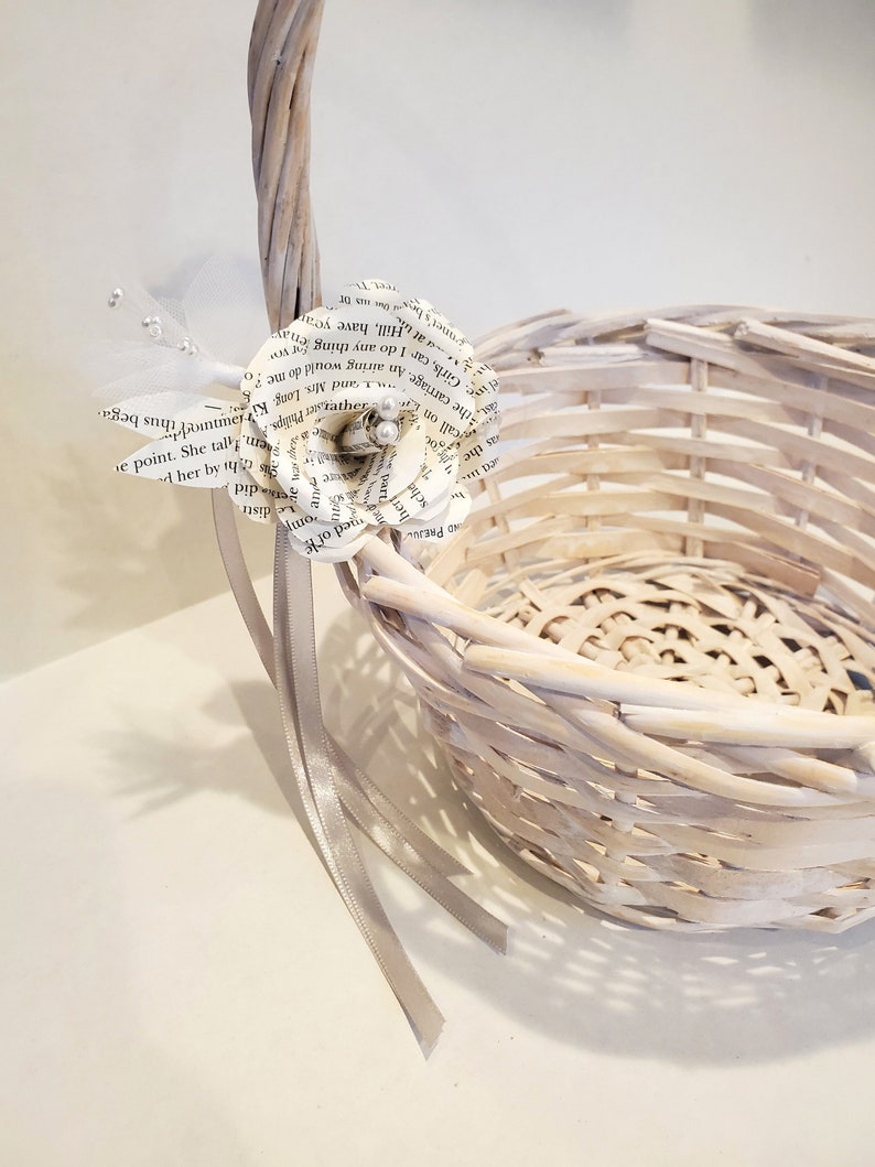 Book Page Flower Basket Flower Girl Basket Book Theme - Etsy