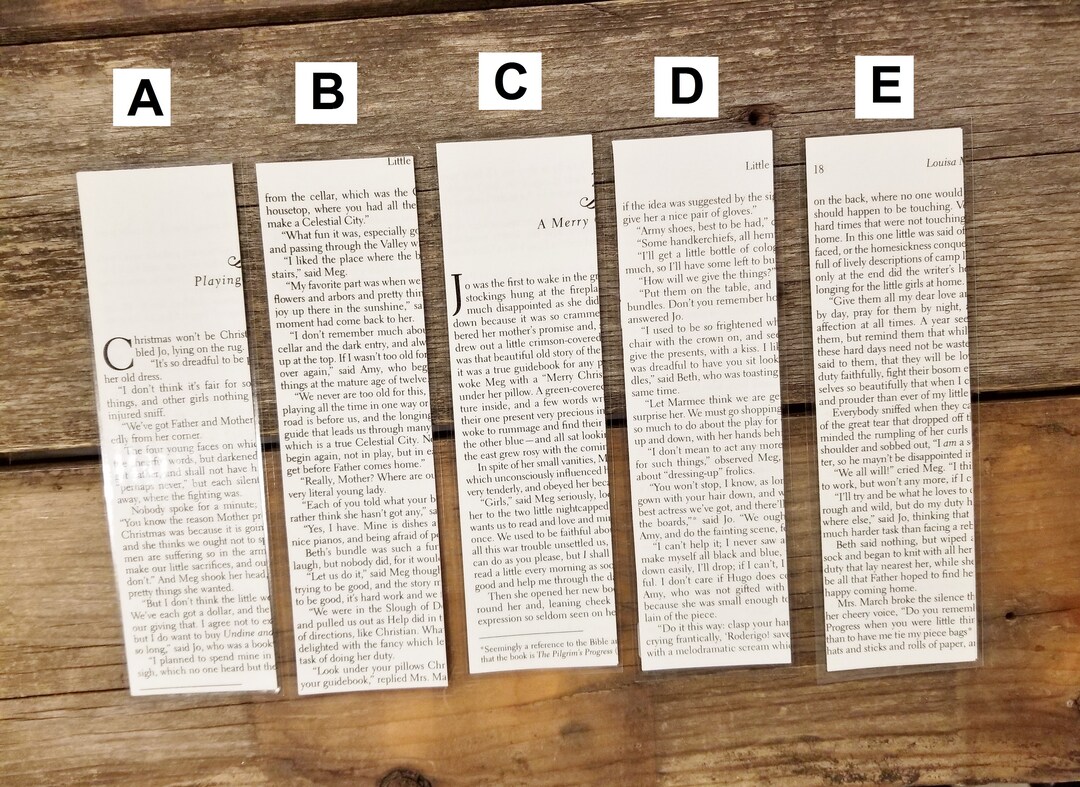 Little Women Book Page Bookmarks, Real Book Page Bookmarks, Louisa May ...