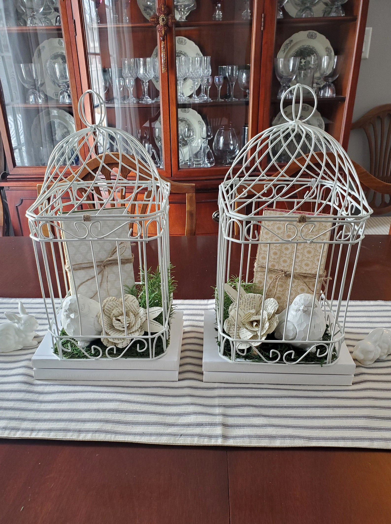 Birdcage Book Vignette Bookish Decor Book Page Flower | Etsy