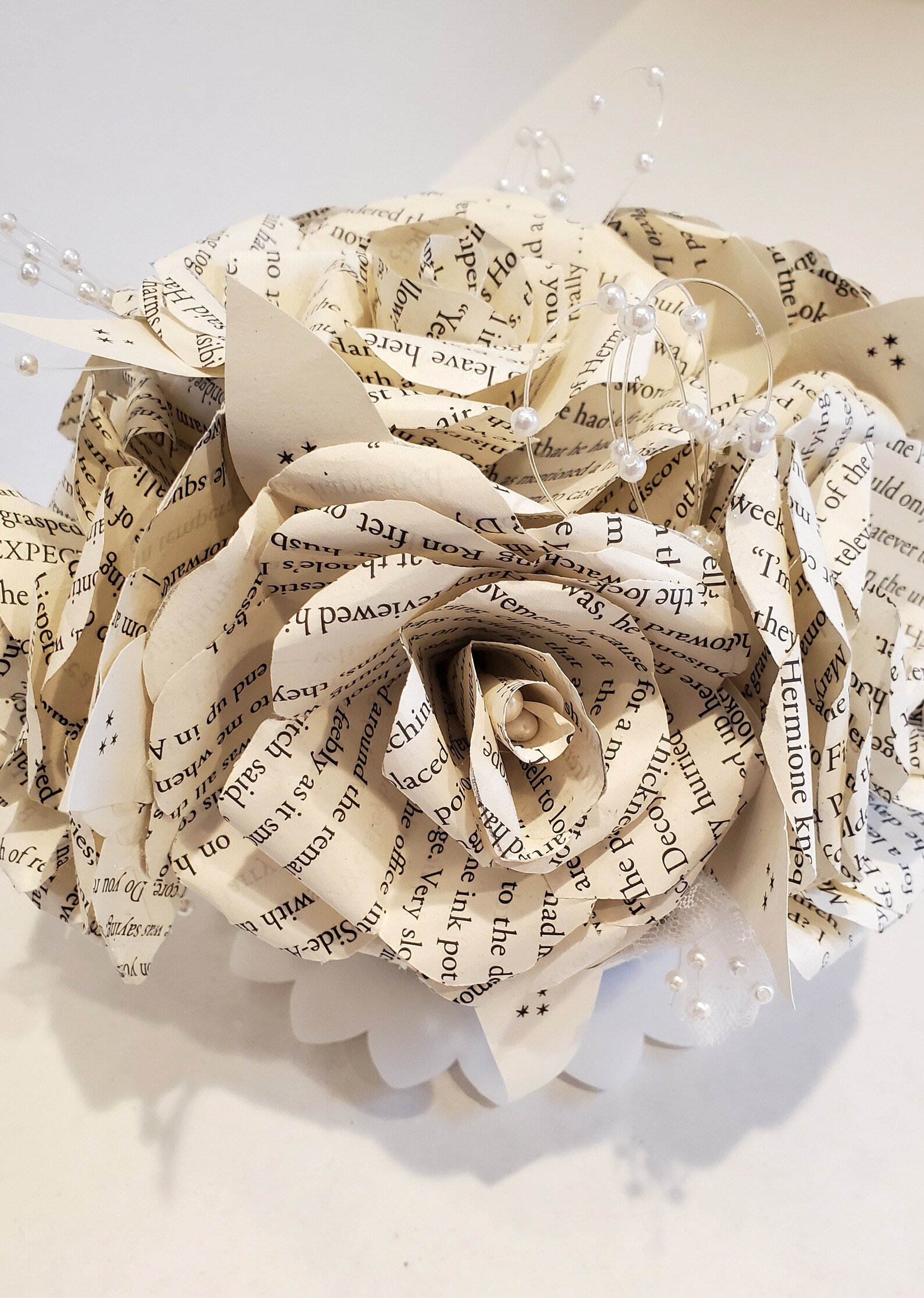 Book Page Flower Cake Topper Book Theme Wedding Book Cake | Etsy