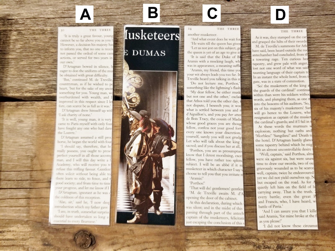 Three Musketeers Book Page Bookmarks, Real Book Page Bookmarks ...