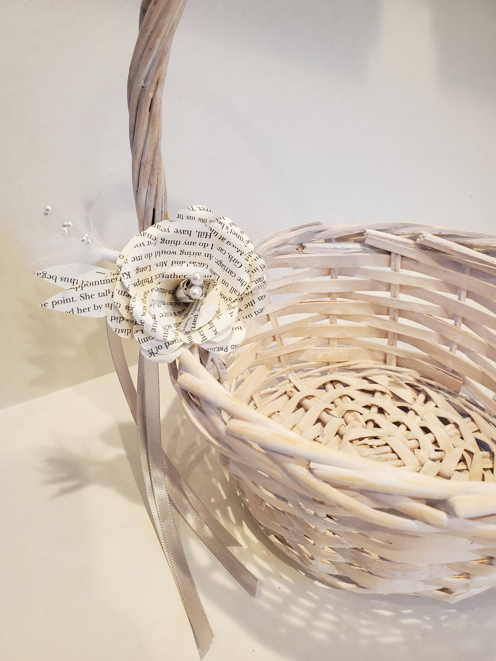 Book Page Flower Basket Flower Girl Basket Book Theme - Etsy