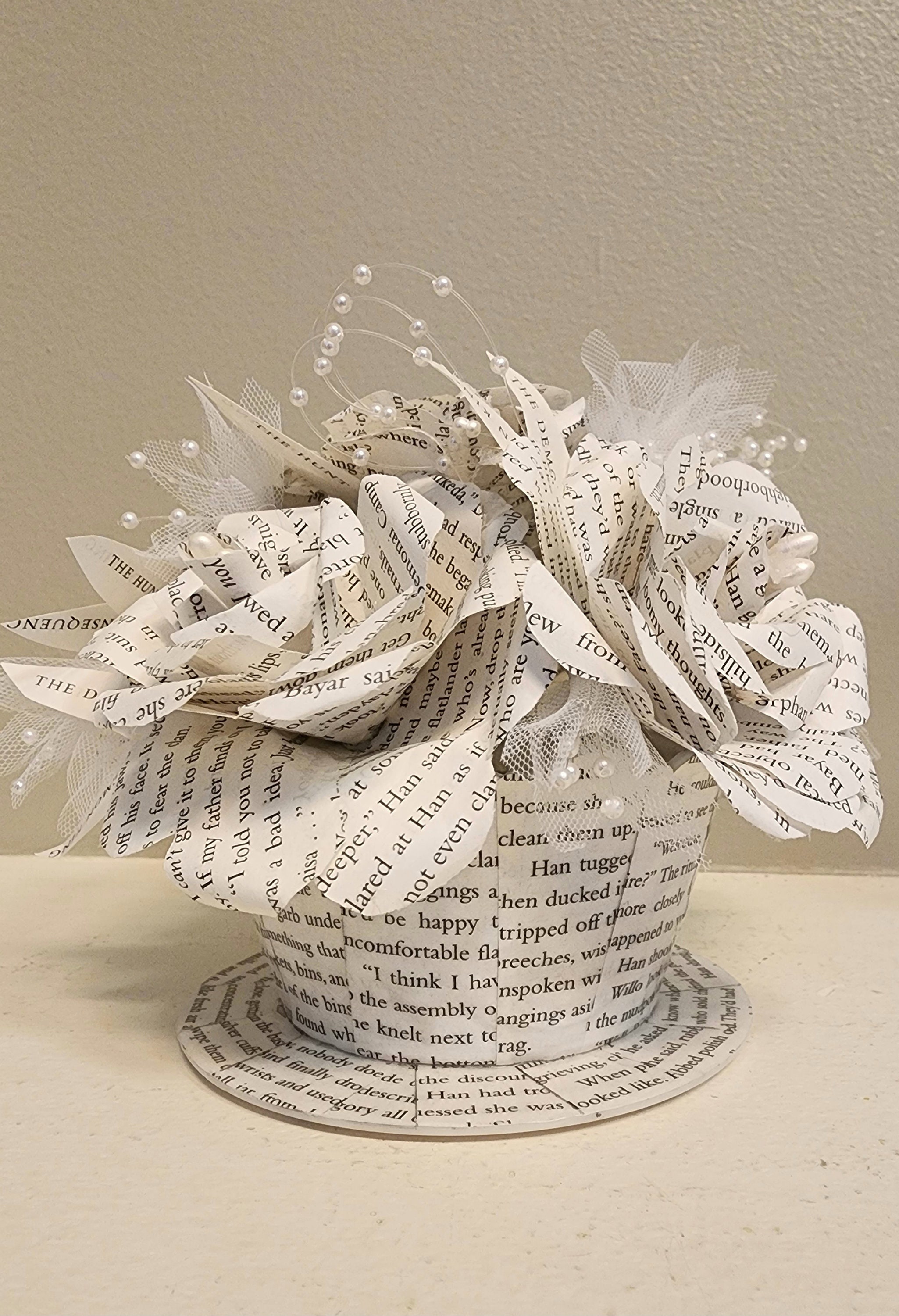 Book Page Flower Cake Topper, Book Theme Wedding, Book Cake Topper ...