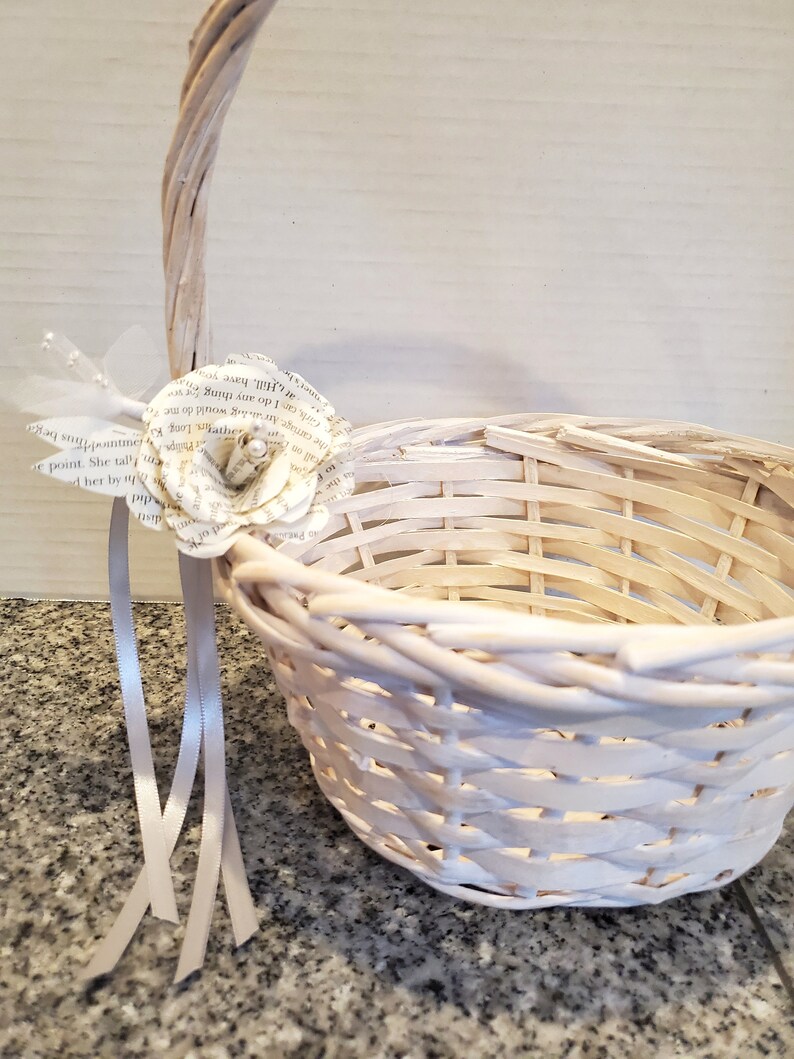 Book Page Flower Basket Flower Girl Basket Book Theme | Etsy
