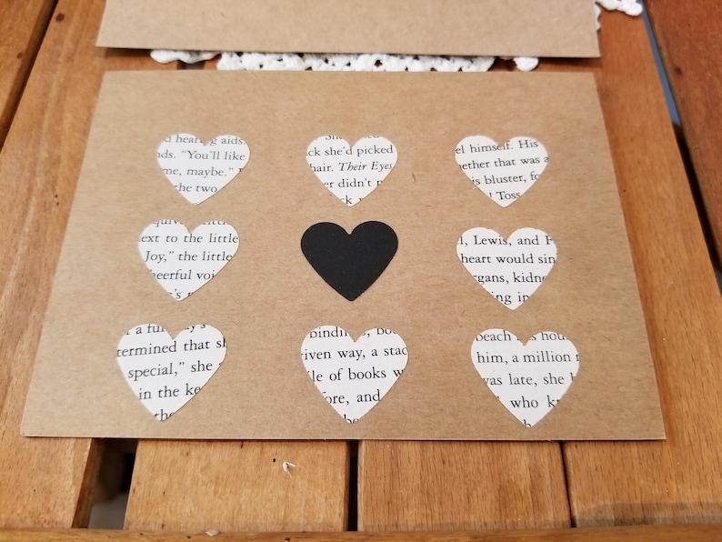 Book Page Heart Note Cards, Blank Note Cards, Heart Note Cards, Book ...
