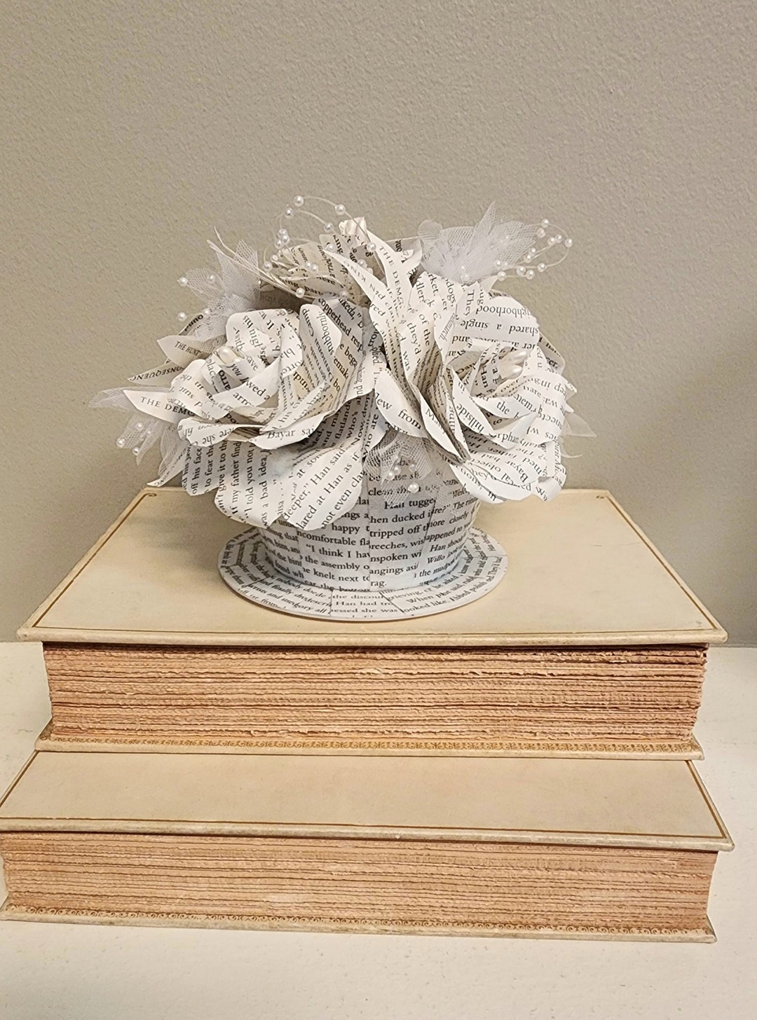 Book Page Flower Cake Topper, Book Theme Wedding, Book Cake Topper ...