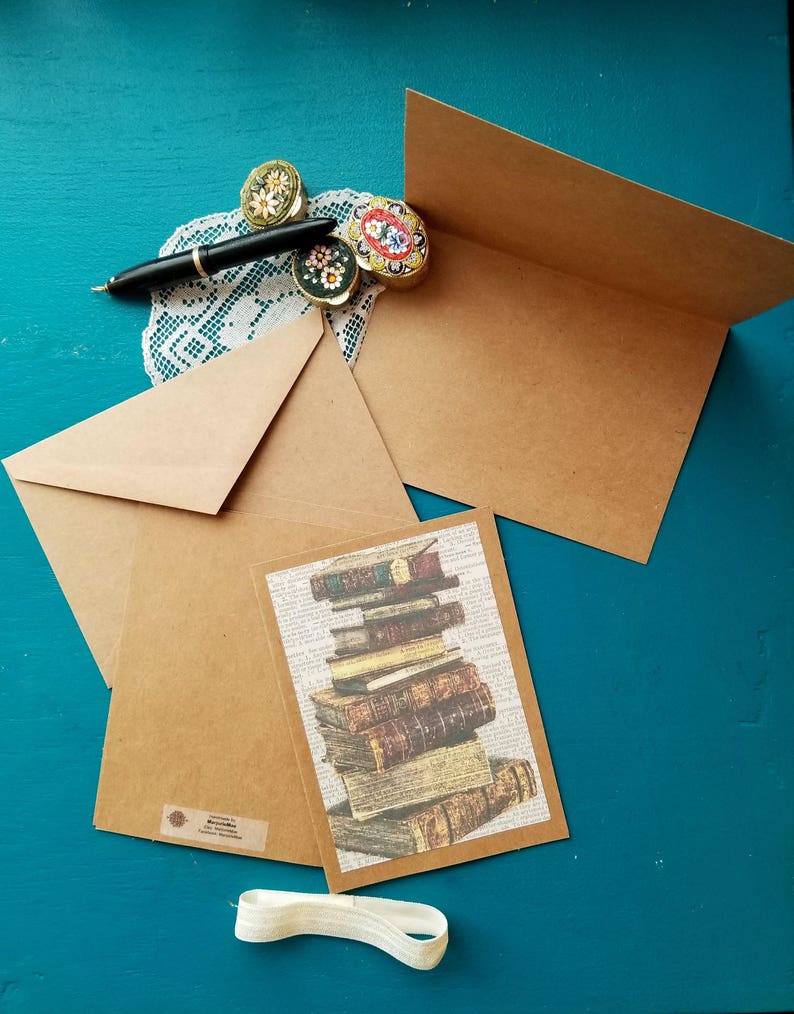 Book Stack Note cards Blank Note cards Set of Four Note - Etsy.de