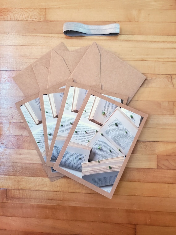 Open Book Note Cards Blank Note Cards Set of Four Note | Etsy