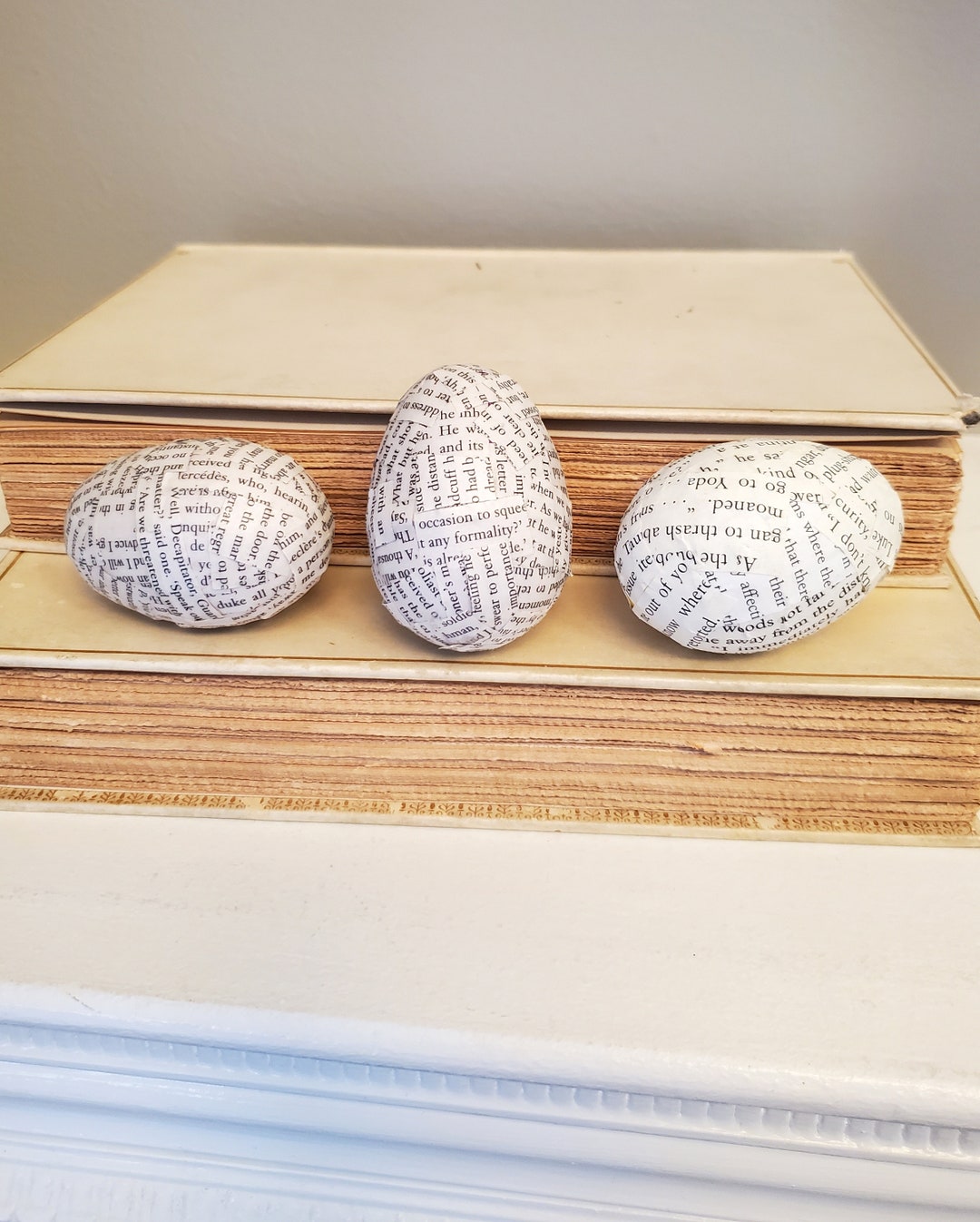 Book Page Eggs, Decorative Eggs, Bookish Decor, Book Page Decor, Spring ...