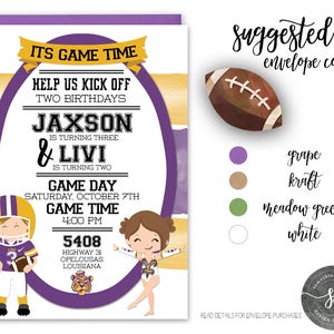 LSU Tigers Brother and Sister Birthday Invitations, LSU Birthday ...