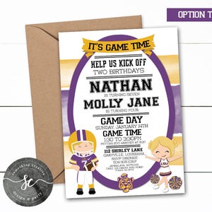 LSU Tigers Brother and Sister Birthday Invitations, LSU Birthday ...