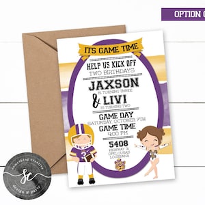 LSU Tigers Brother and Sister Birthday Invitations, LSU Birthday ...