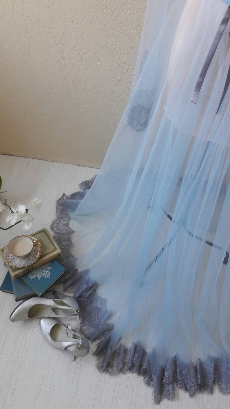Blue Boudoir Dress Tulle Boudoir Gown Long Sleeve Bridal - Etsy