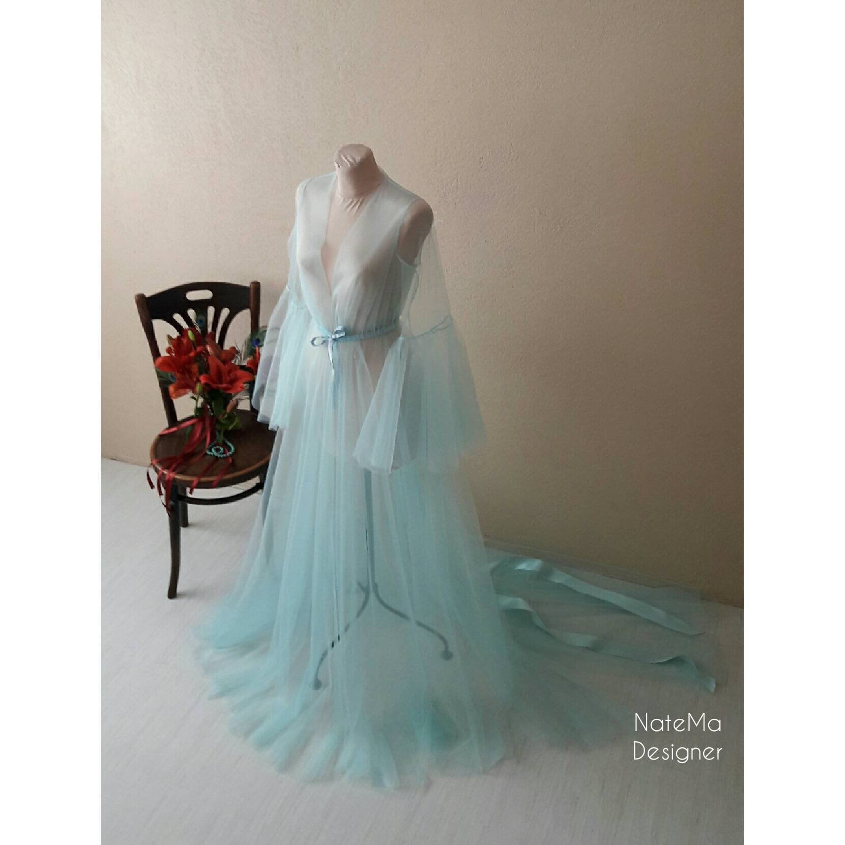 Sky Blue Boudoir Dress Wedding Day Gown Tulle Boudoir Gown - Etsy