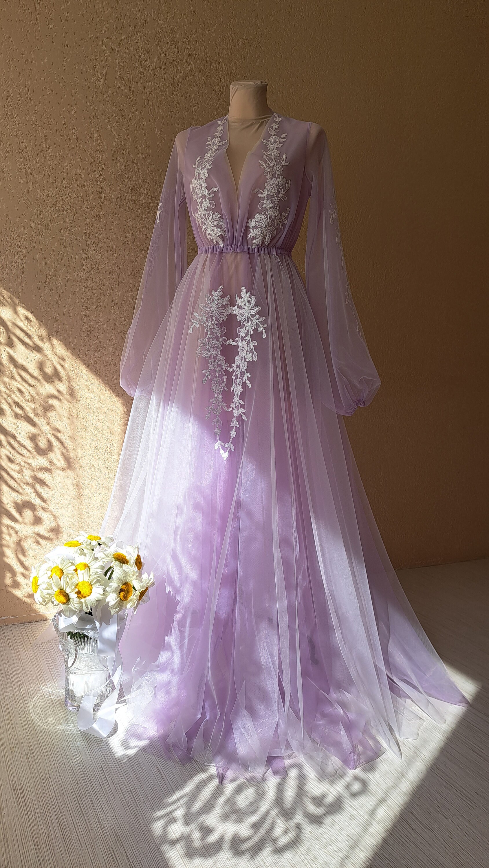Lavender Boudoir Dress, Purple Wedding Dress, Summer Wedding Dress ...