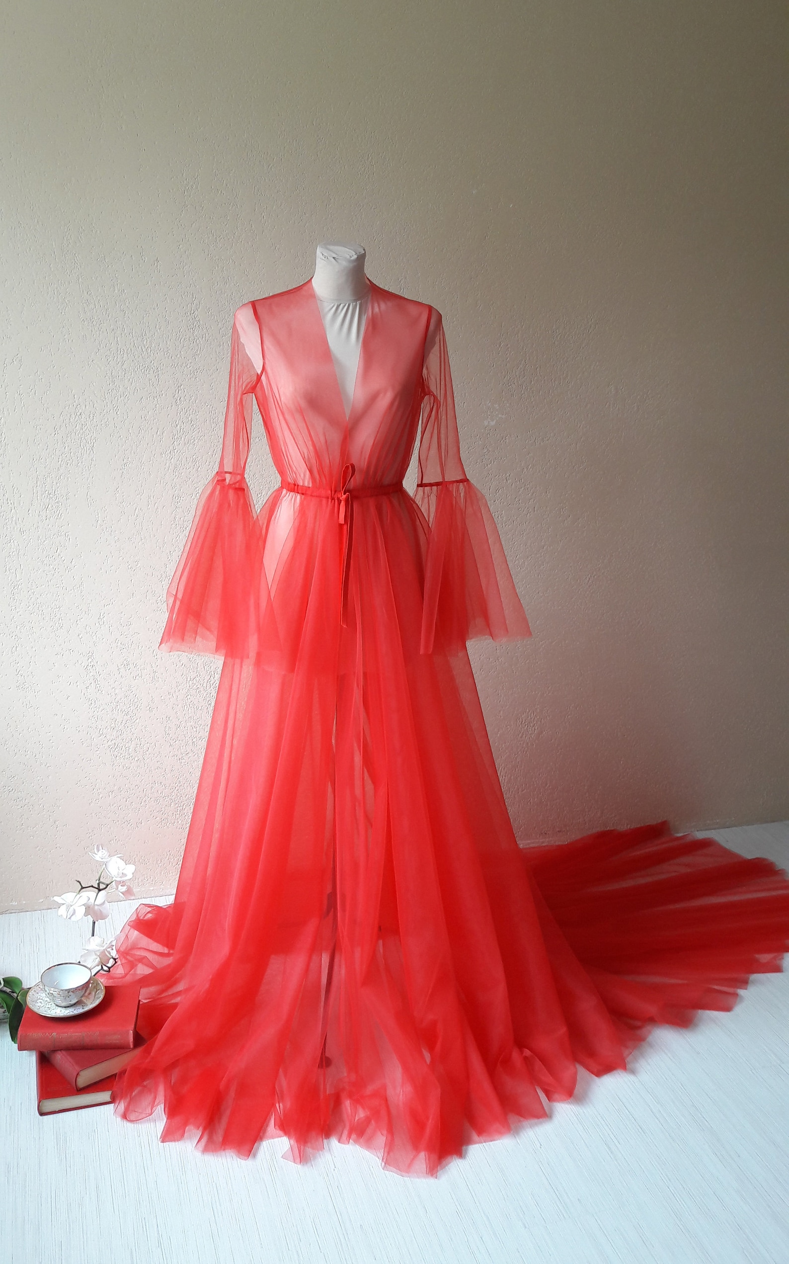 Red Boudoir Dress Tulle Boudoir Gown Boudoir Gown Luxury - Etsy