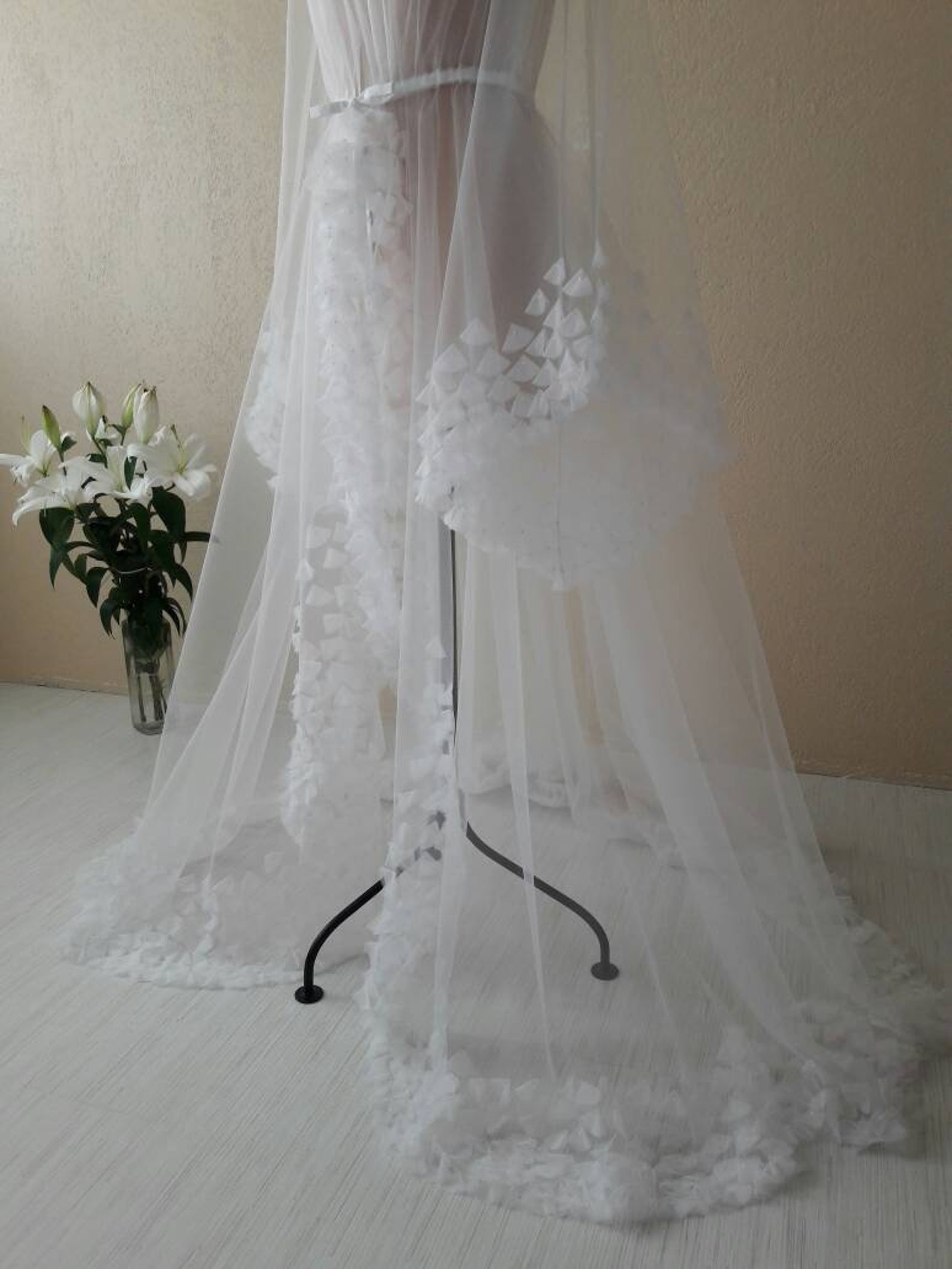 White Boudoir Dress, Couture Dress, Tulle Wedding Dress, Flower Bridal ...