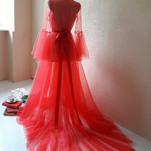 Red Boudoir Dress, Tulle Boudoir Gown, Boudoir Gown, Luxury Boudoir ...