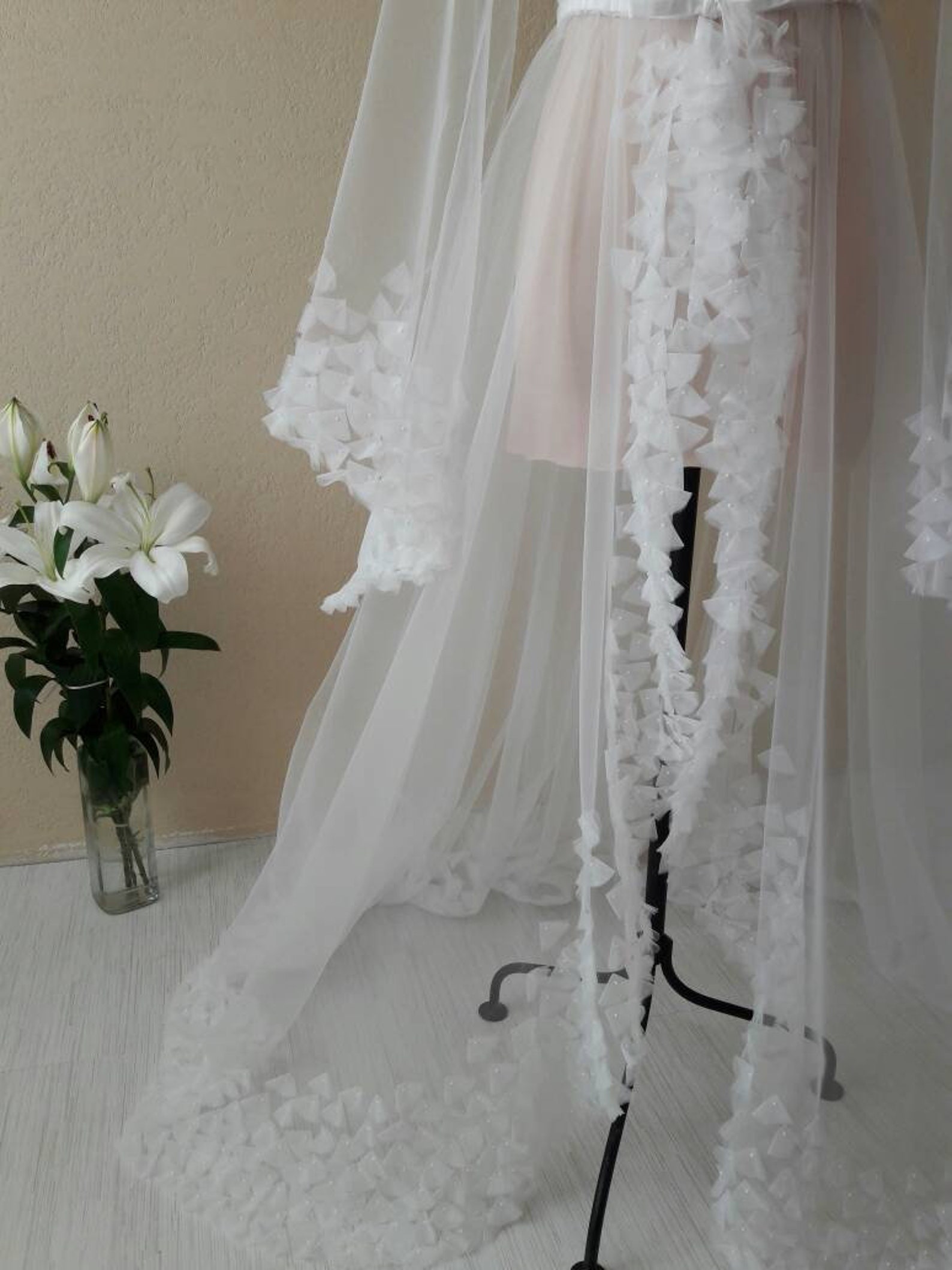 White Boudoir Dress, Couture Dress, Tulle Wedding Dress, Flower Bridal ...