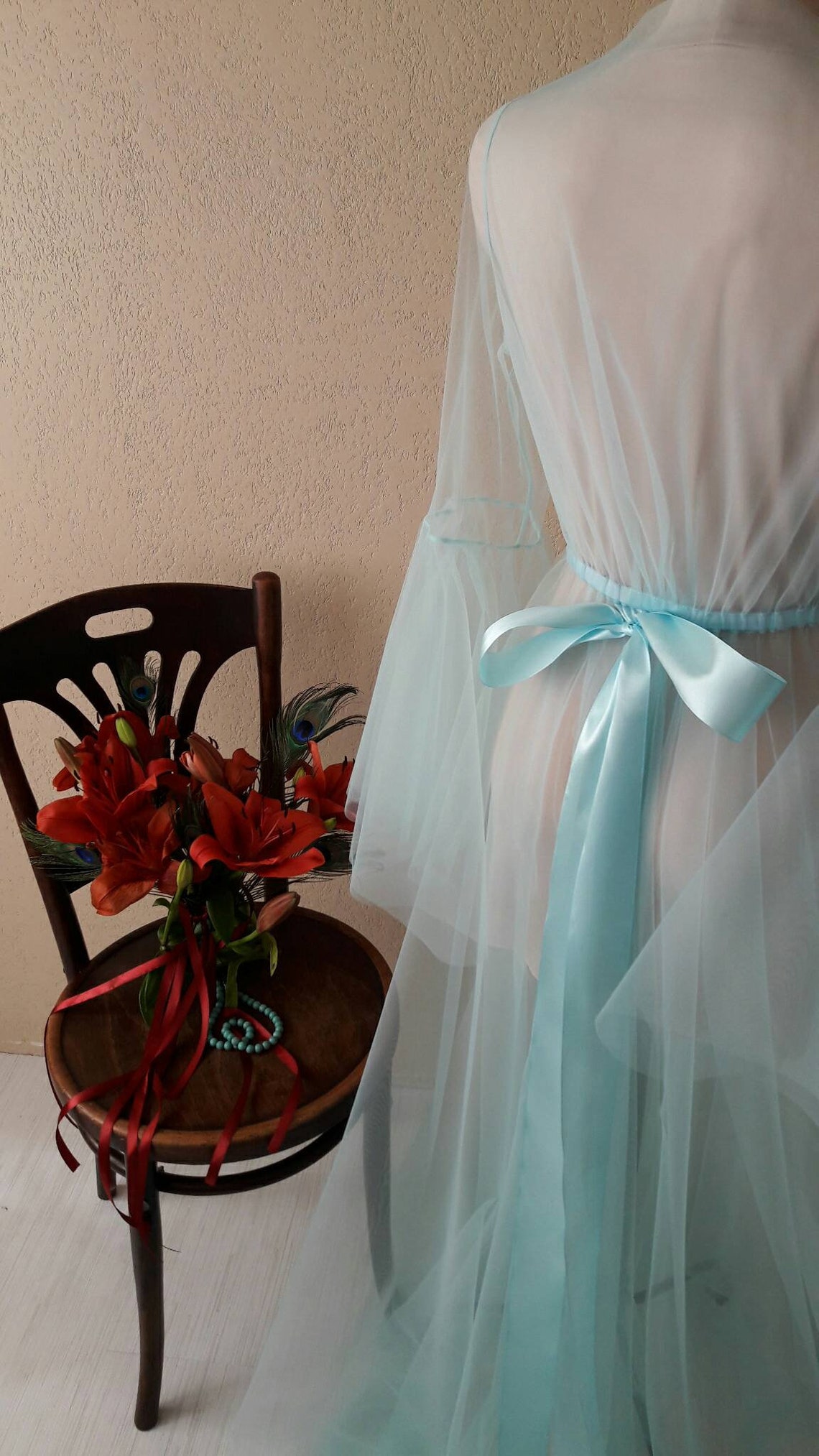 Sky Blue Boudoir Dress Wedding Day Gown Tulle Boudoir Gown | Etsy