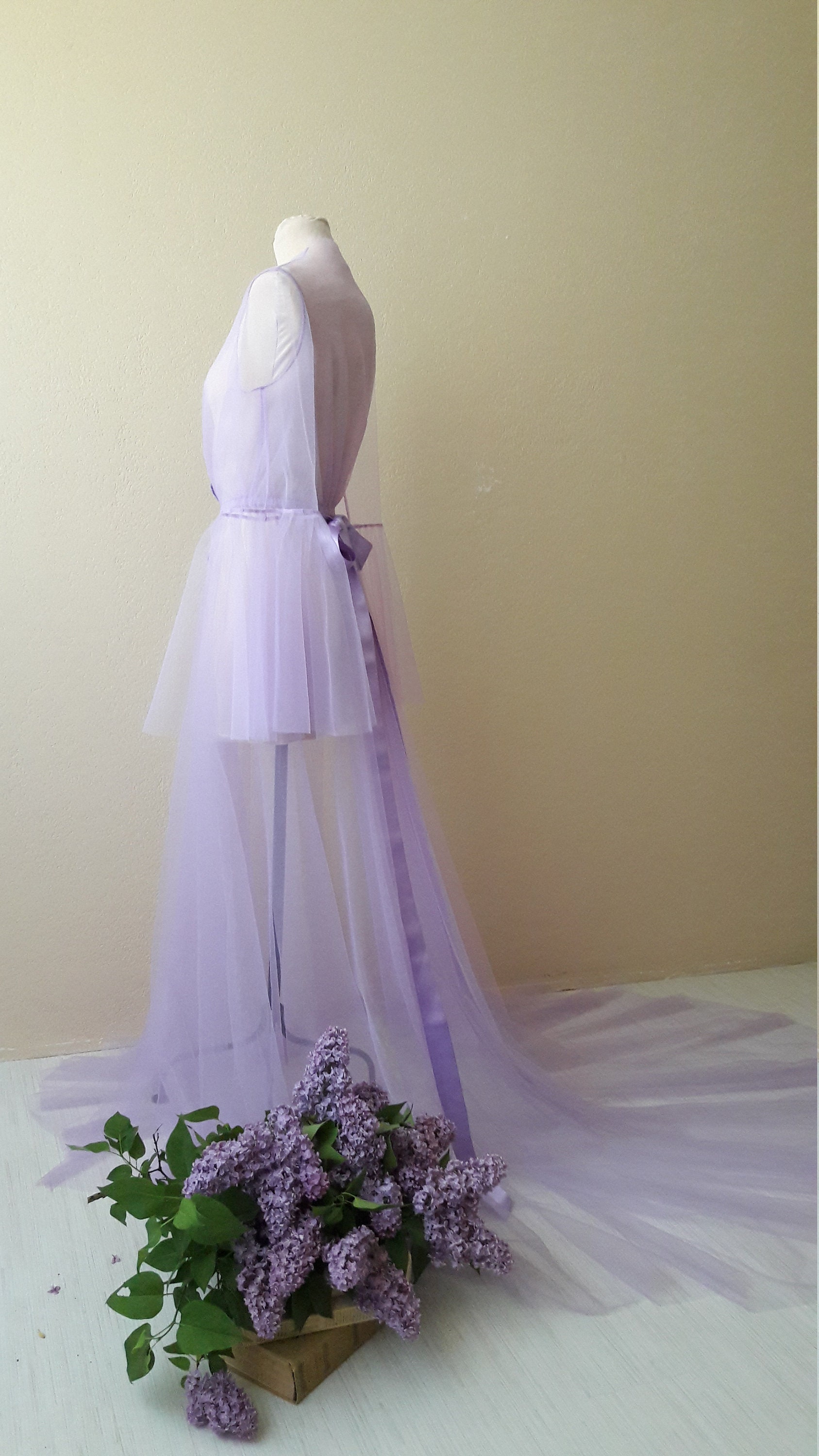 Light Purple Boudoir Dress Tulle Boudoir Gown Long Sleeve - Etsy