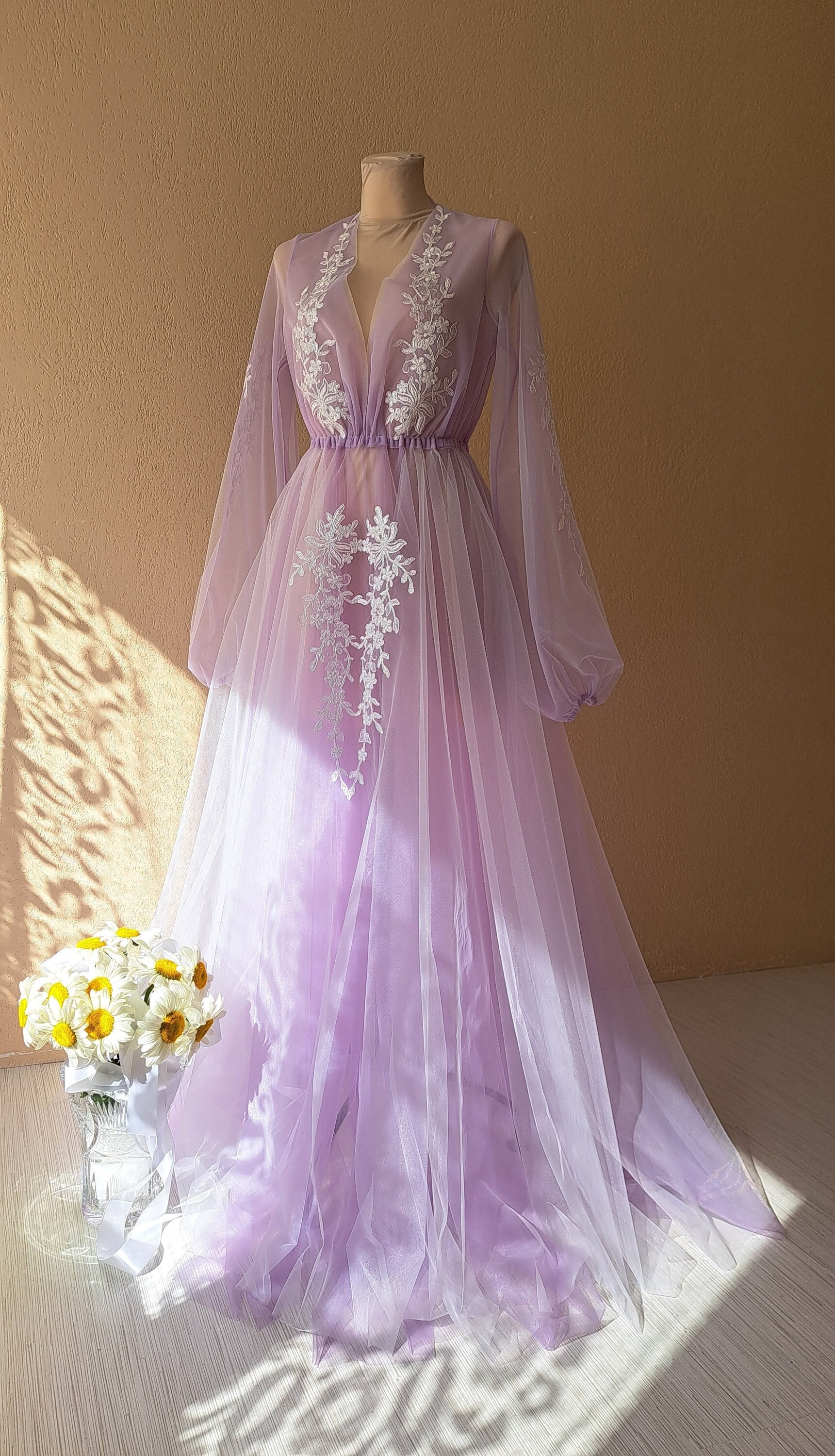 Lavender Boudoir Dress, Purple Wedding Dress, Summer Wedding Dress ...