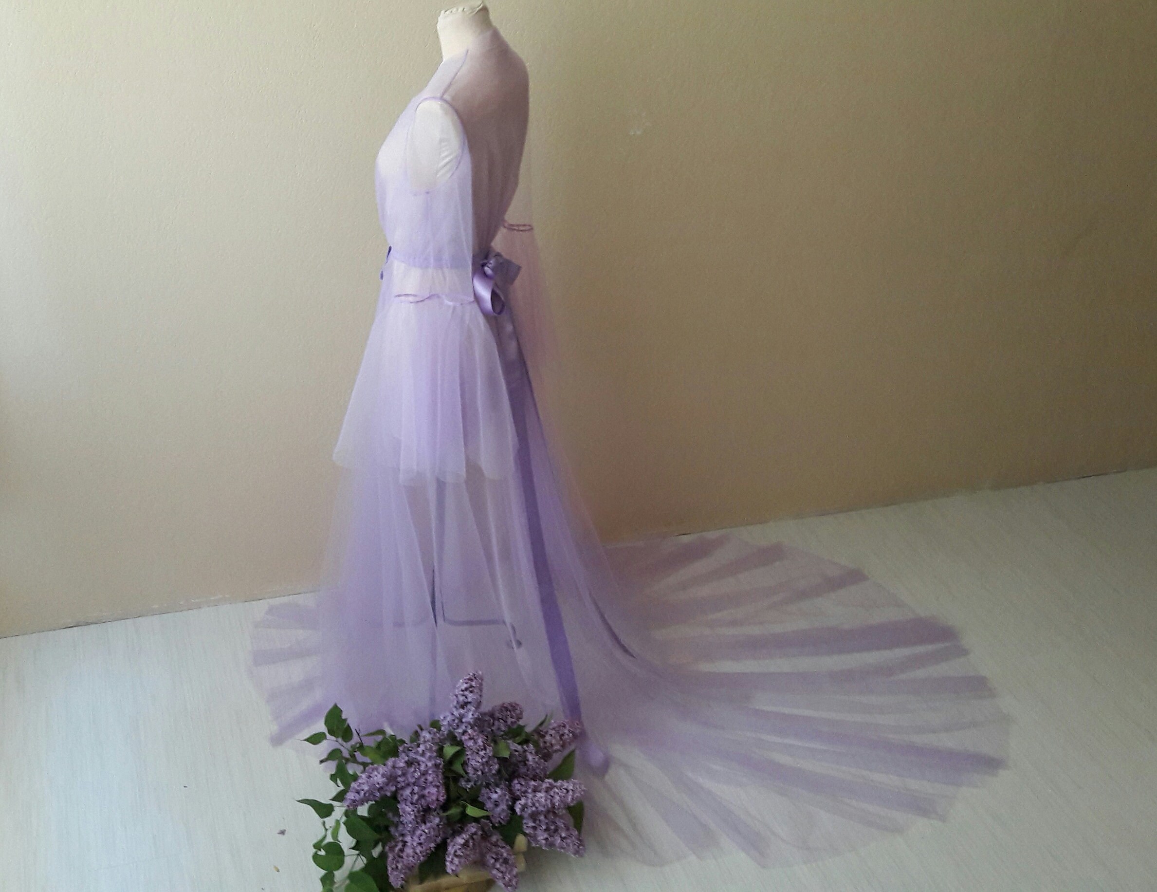 Light Purple Boudoir Dress Tulle Boudoir Gown Long Sleeve - Etsy