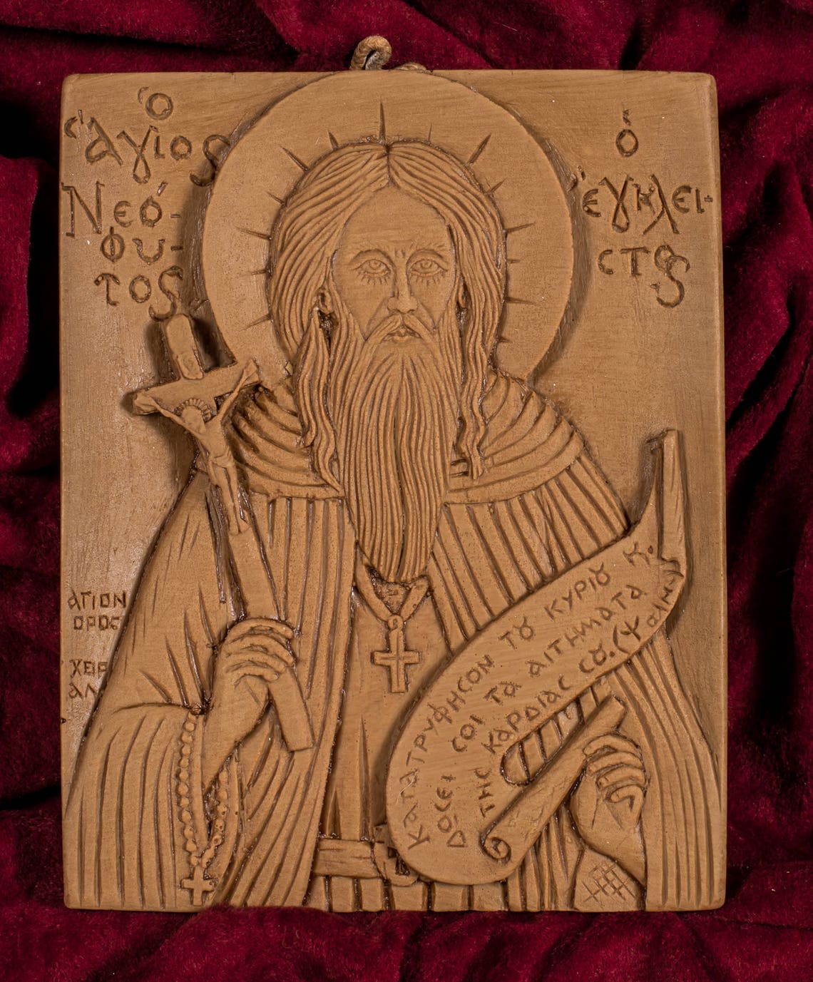 St Saint Neophytos the Recluse Aromatic Hand-carved Christian Wall Icon ...