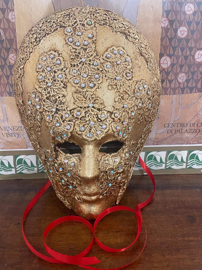 Princess Mask Original Venetian Mask Handmade in Paper Mache’ Gold Leaf ...