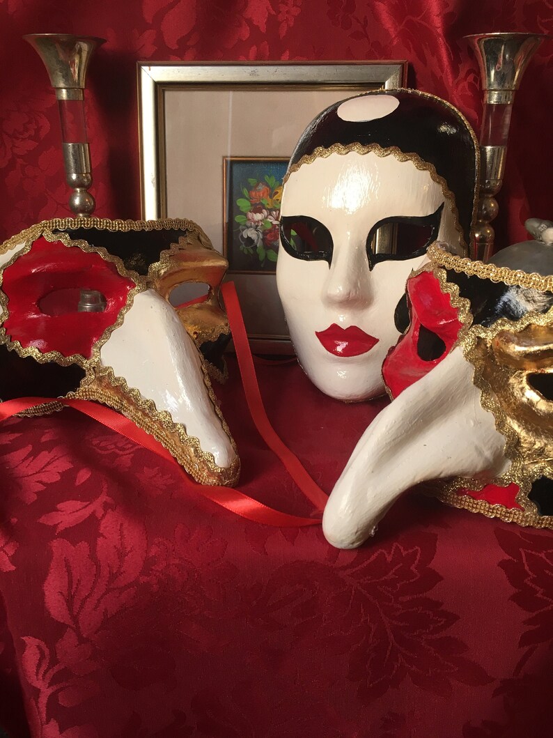 Pulcinella and Pierrot Mask Handmade Venetian &theatre Masks Unique ...