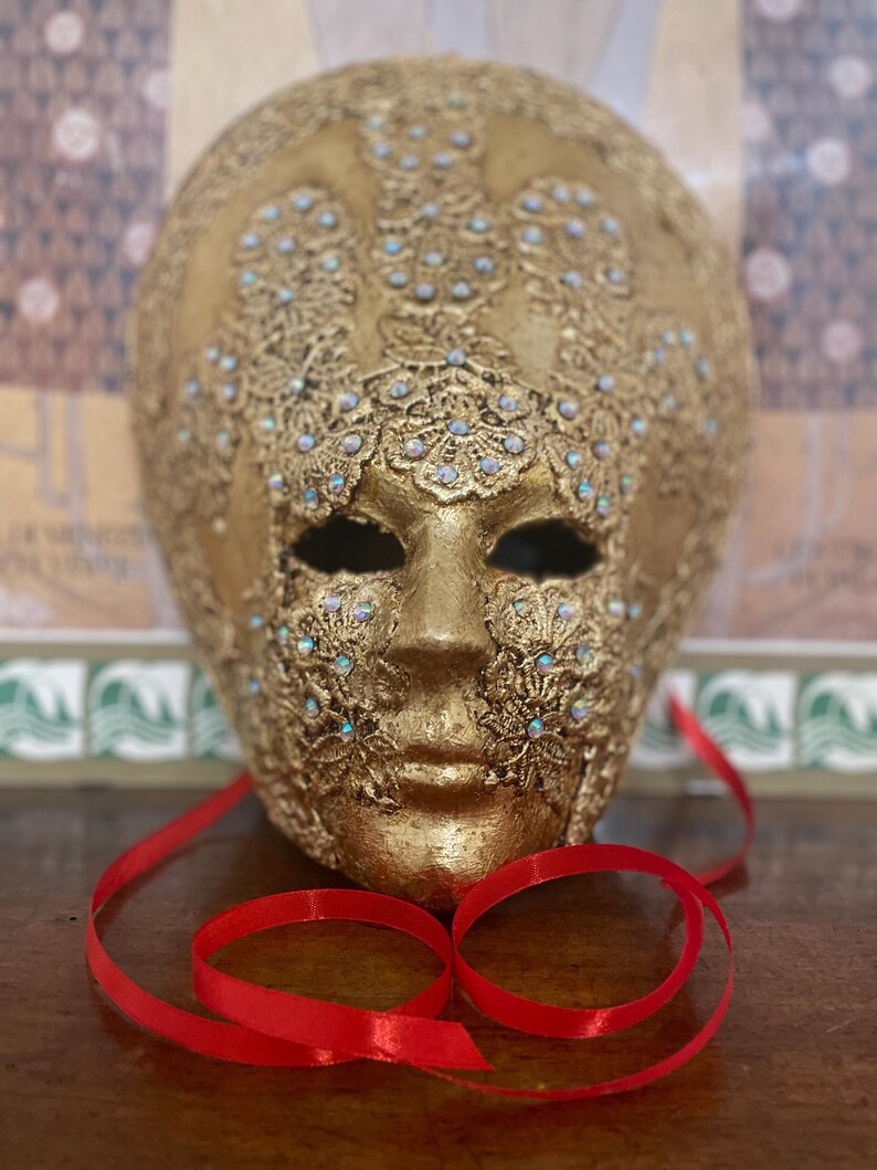 Princess Mask Original Venetian Mask Handmade in Paper Mache’ Gold Leaf ...