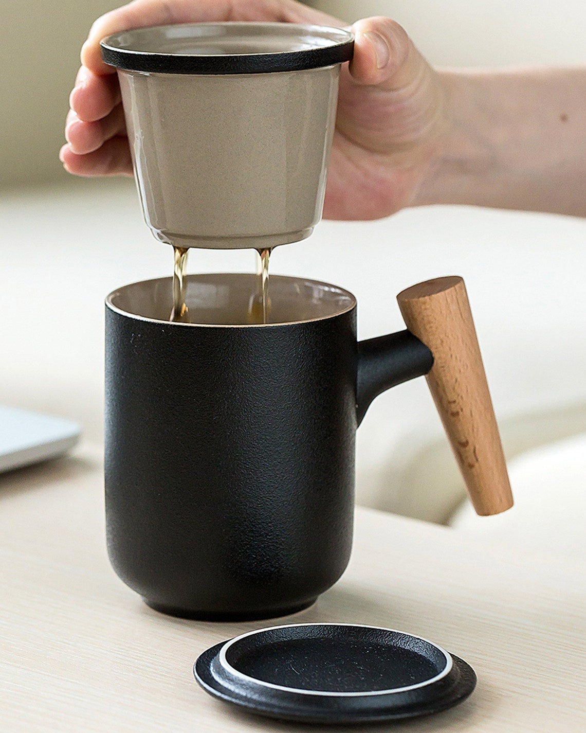 Ceramic Tea Mug with Removable Infuser and Lid Coffee Tea Cup | Etsy