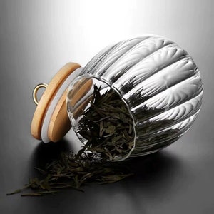 Oriarm Glass Tea Canister With Wood Lid Glass Kitchen Storage - Etsy