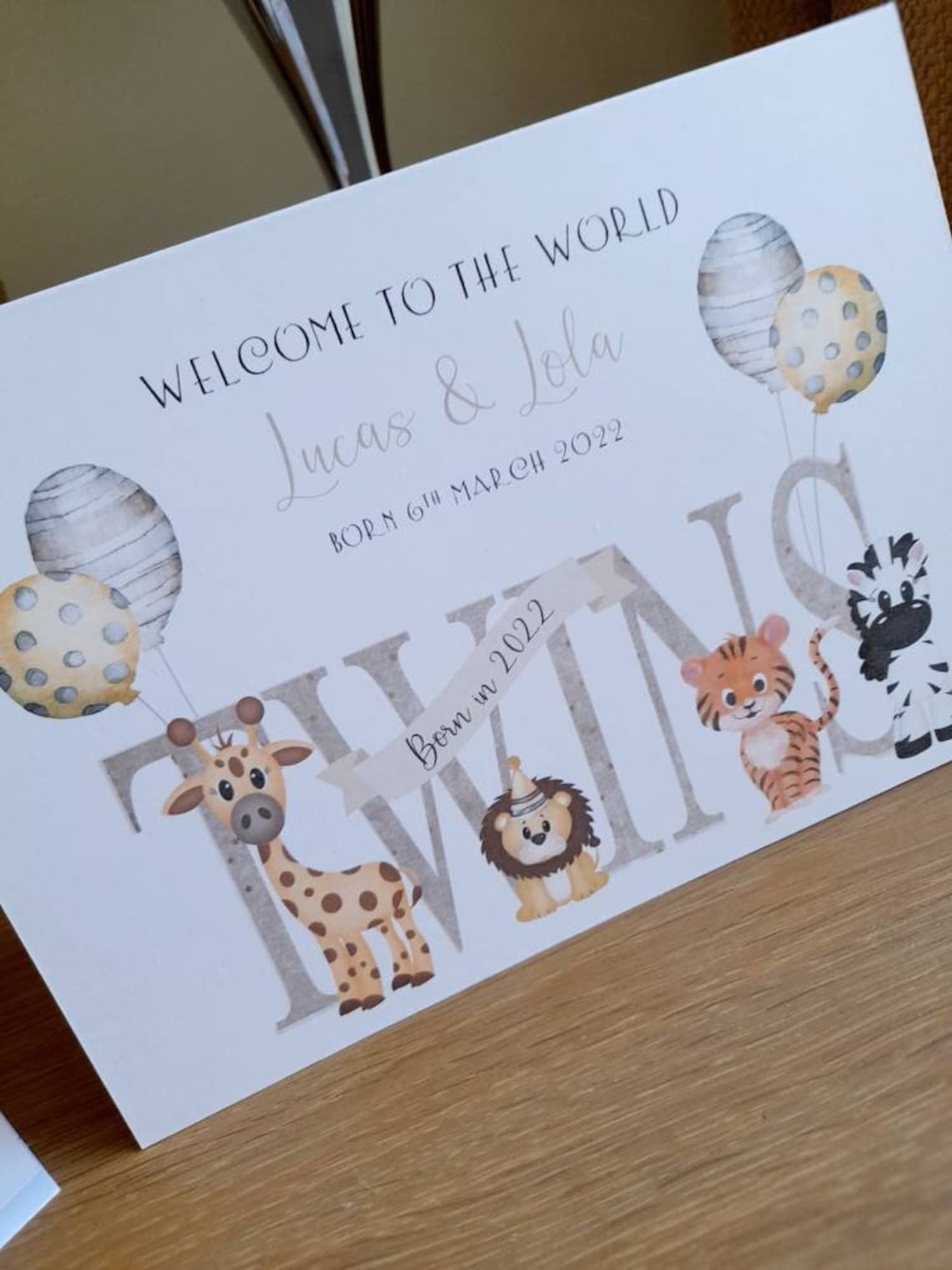 Twins Card, Personalised New Born Twins Card, Twin Girls, Twin Boys ...