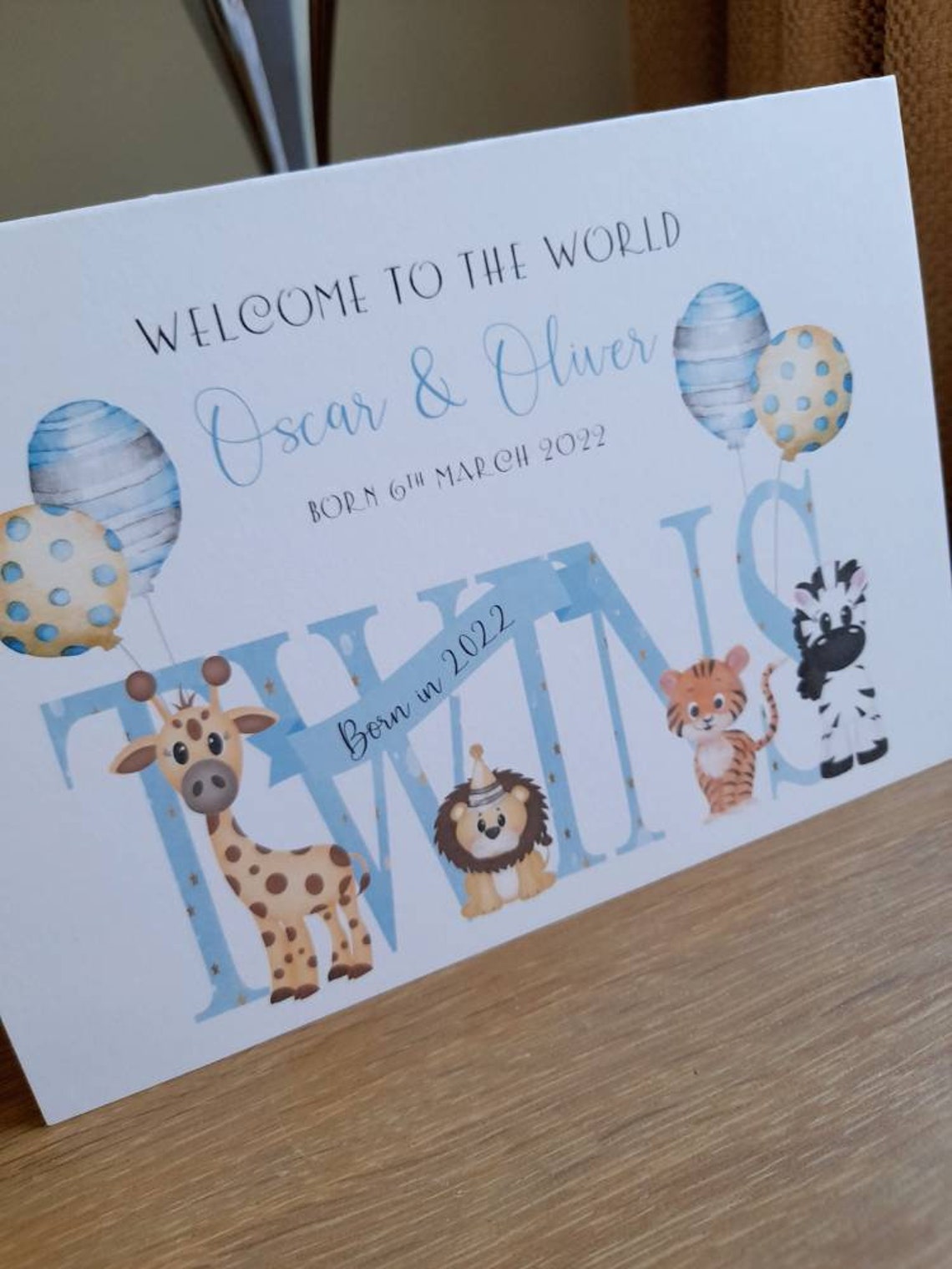 Twins Card, Personalised New Born Twins Card, Twin Girls, Twin Boys ...