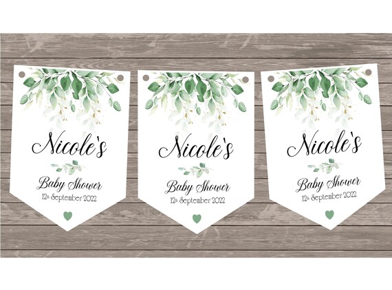 Greenery / Botanical Baby Shower Banner 8 Personalised Cards - Etsy