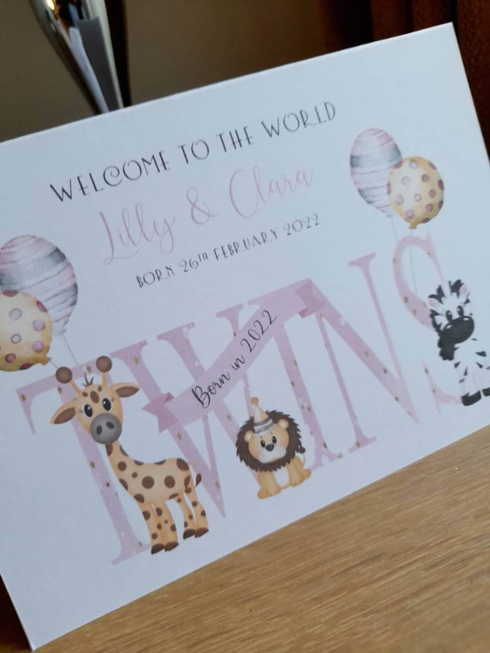 Twins Card Personalised New Born Twins Card Twin Girls Twin - Etsy UK