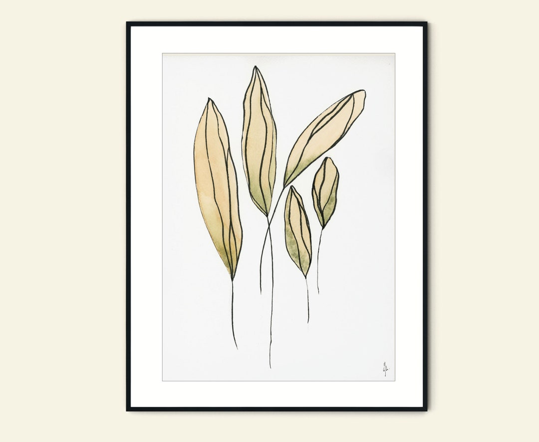 Orange Reed, One-linedrawing With Watercolor - Etsy