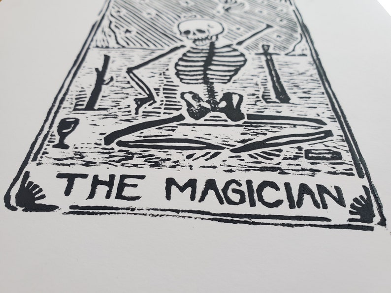 The Magician Tarot Card Block Print, Hand Carved and Hand Printed ...
