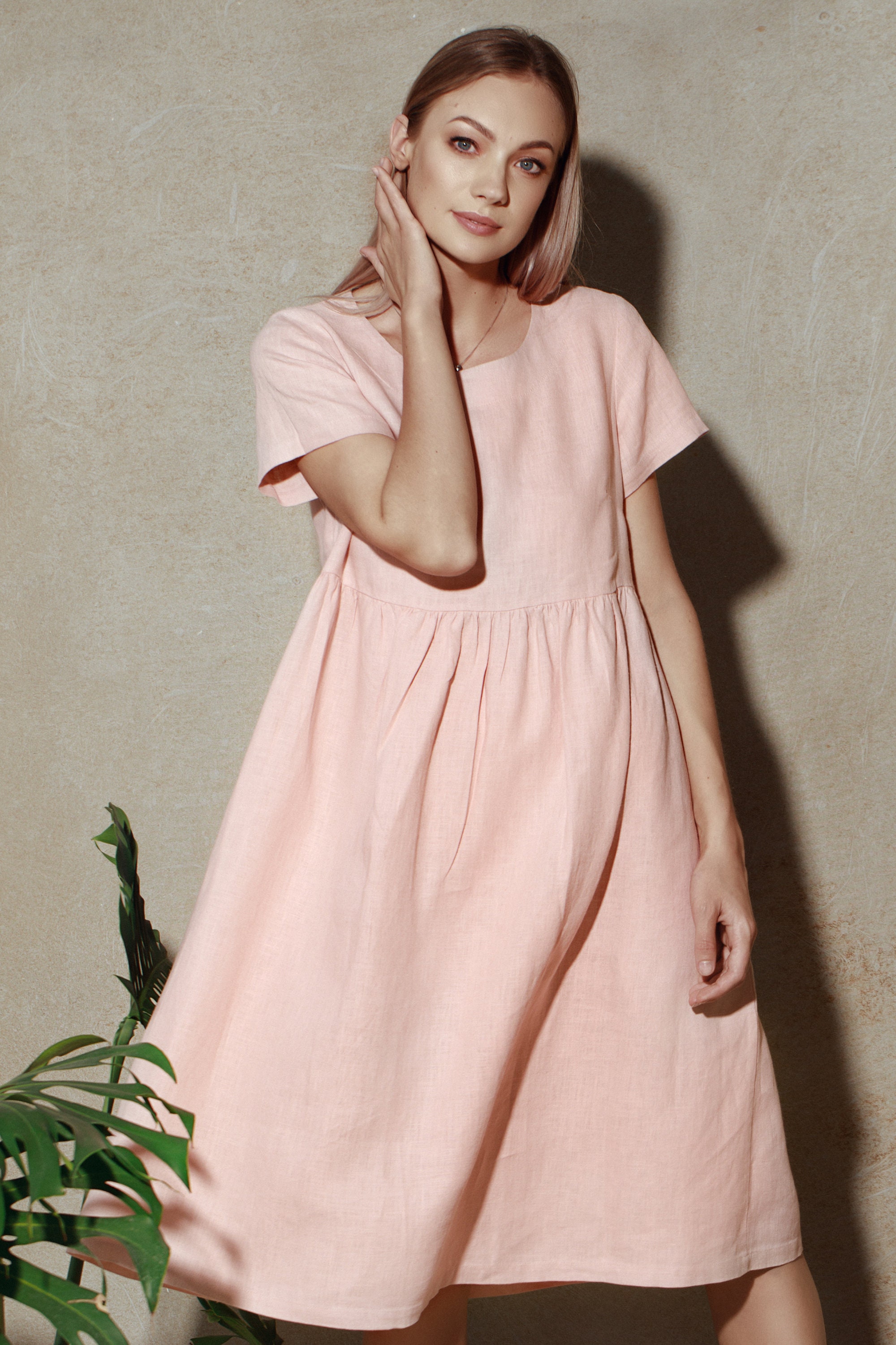 Pink Linen Dress Dress in Linen Flax Dress Summer Dress - Etsy