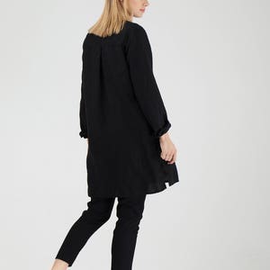Black Linen Tunic / Black Linen Shirt / Long Linen Tunic Shirt / Maxi ...