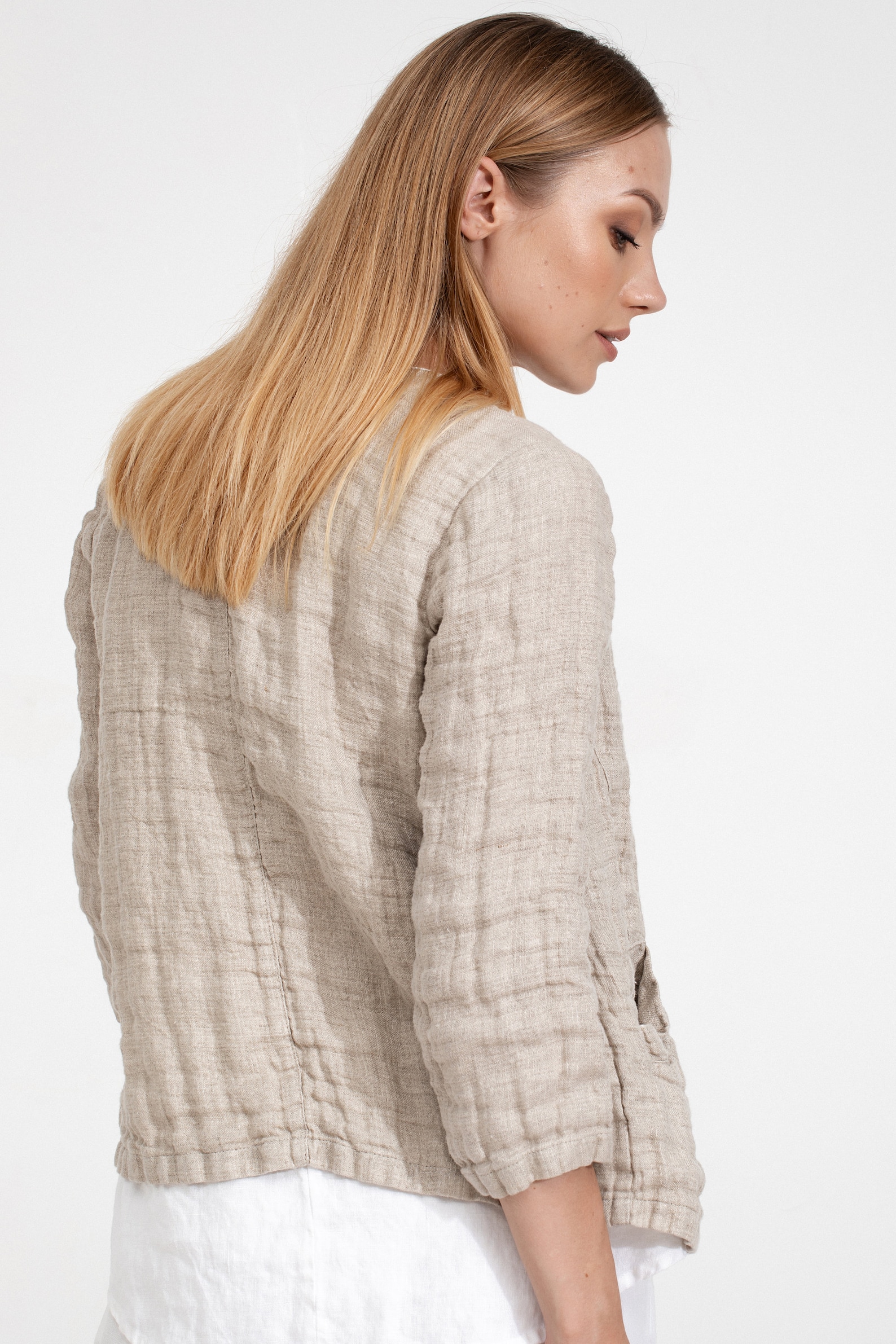 Short Linen Jacket With Buttons / Natural Linen Jacket / Linen | Etsy