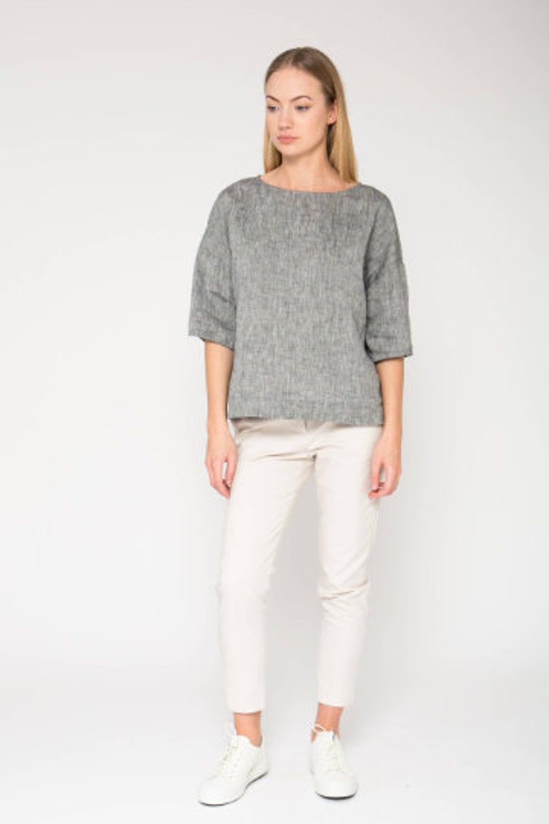 Boxy Top in Light Blue Linen / Blue Linen Tank Top / Blue - Etsy